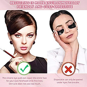 Syhood 12 Pieces Silicone Eye Wrinkle Pads Anti Aging Silicone Pads Reusable Reduce Skin Wrinkles Under Eye Patches Cleavage for Mouth and Eyes(Transparent)