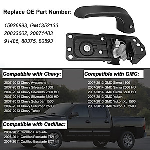Interior Inside Front Right Passenger Door Handle Fit for Chevy Silverado Avalanche Suburban Tahoe Cadillac Escalade GMC Sierra Yukon 2007 2008 2009 2010 2011 2012 2013 2014 Replace OE# 80375