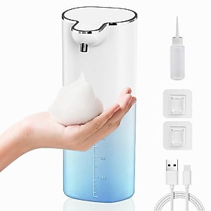 Josnown Automatic Foaming Soap Dispenser, 13.5oz/400ML Wall Mount Dispenser, USB Rechargeable,4 Gear Adjustable, Touchless Hand & Dish Soap Dispenser for Bathroom, Kitchen
