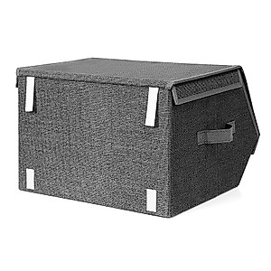 SONGMICS Stackable Storage Bins Set of 2, Storage Boxes with Lids, Non-Woven Fabric Closet Organizers with Magnetic Closures, Side Handles, Dark Gray URYLB02GV1