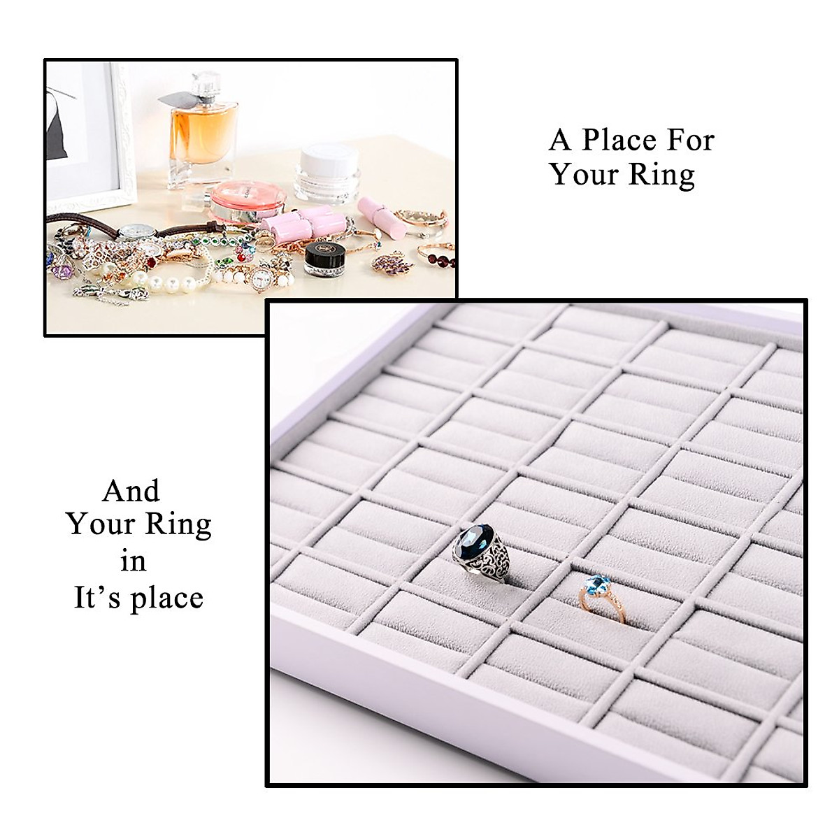 Oirlv 36 Slot Ring Storage Tray Showcase Jewelry Display Organizer