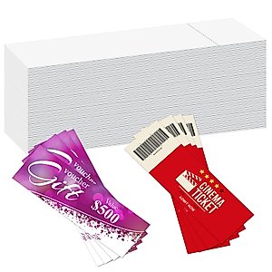1000 Sheets Blank Printable Tickets with Tear Away Stubs Raffle Tickets Card White Perforated Auction Tickets for Events Entry Class Reward Fundraiser Admission 5.5 x 1.75 Inch
