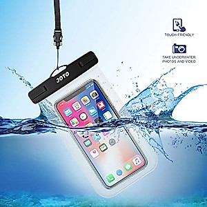 JOTO 4 Pack Universal Waterproof Case Phone Pouch Holder, IPX8 Underwater Cell Phone Dry Bag for iPhone 14 13 12 11 Plus Pro Max XS XR X 8 7, Galaxy S21 S20 S10 S9 Note Pixel Up to 7.0"-4Clear
