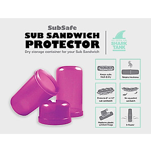 SubSafe Sub Sandwich Waterproof Food Storage Container, BPA-Free Plastic,Neon Purple with Glitter
