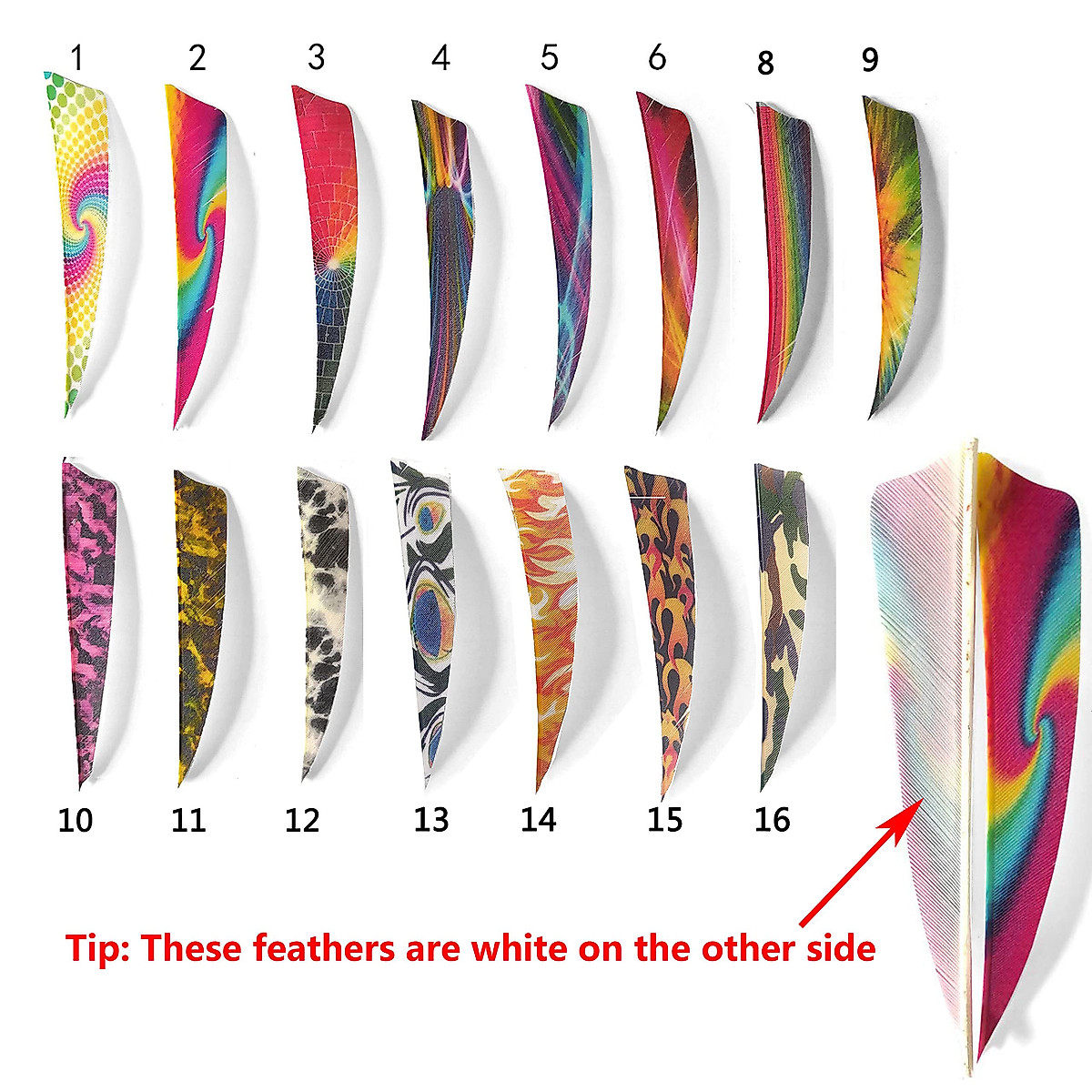 AMEYXGS 50pcs Archery Arrow Feather 4 Inch Natural Turkey Faether Colorful Arrow Fletches Right Wing Hunting Shooting Target Arrow Accessory (color 6)