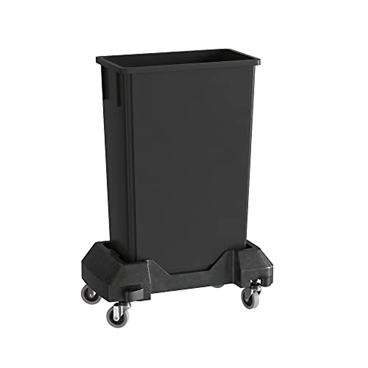 Krollen Industrial 23 Gallon Black Slim Jim Trash Can with Dolly