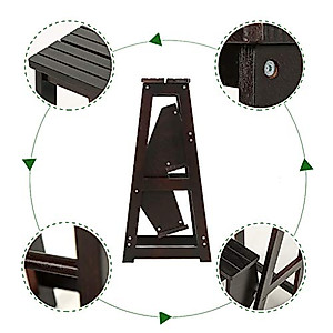 Step Stool Stepladder Stool Three-Step Ladder Stool, Anti-Skid Pedal Ladder Thickening Wood Stepladders Articles Place Shelves Large Load-Bearing, Brown 28 * 56 * 76cm Folding Ladder Stool