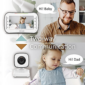 A242-A Video Baby Monitor, 4.3" High Resolution Display, 2 Cams for 2 Rooms, 18-Hour Battery Life, 1000ft Range, 2-Way Communication, Secure Privacy Wireless Technology