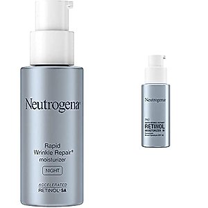 Neutrogena Rapid Wrinkle Repair Retinol Facial Moisturizer with SPF 30 Sunscreen, 1 fl. oz, & Rapid Wrinkle Repair Face & Neck Night Moisturizer with Retinol, 1 fl. oz