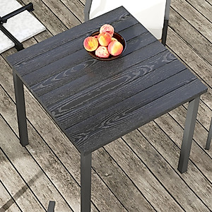 Outsunny 5 Pieces Outdoor Dining Set for 4, Wicker Rattan Patio Furniture Set, Patio Table and Chairs Set with Cushions, Square Metal Table Top, Conversation Set for Garden, Backyard, Deck, Beige