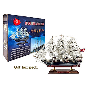 SAILINGSTORY Wooden Model Ship Clipper Cutty Sark 1/195 Scale Replica Ship Model Sailboat Decor Small