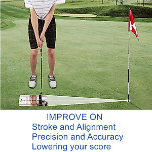 Upgrade Golf Putting Mirror, Portable Putting Aid, Professional Golf Training Equipment, Golf Training Aid, Golf Trainer, Putting Mirror Training Aid for Golf, Putting Trainer, with a Black Golf Towel