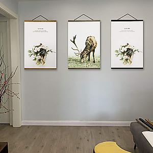 Miaowater Magnetic Poster Frame Hanger,12x16 12x18 12x20 12x24 Light Wood Wooden Magnet Frames Hangers for Photo Picture Art Canvas Print Artwork Wall Hanging Black 12''