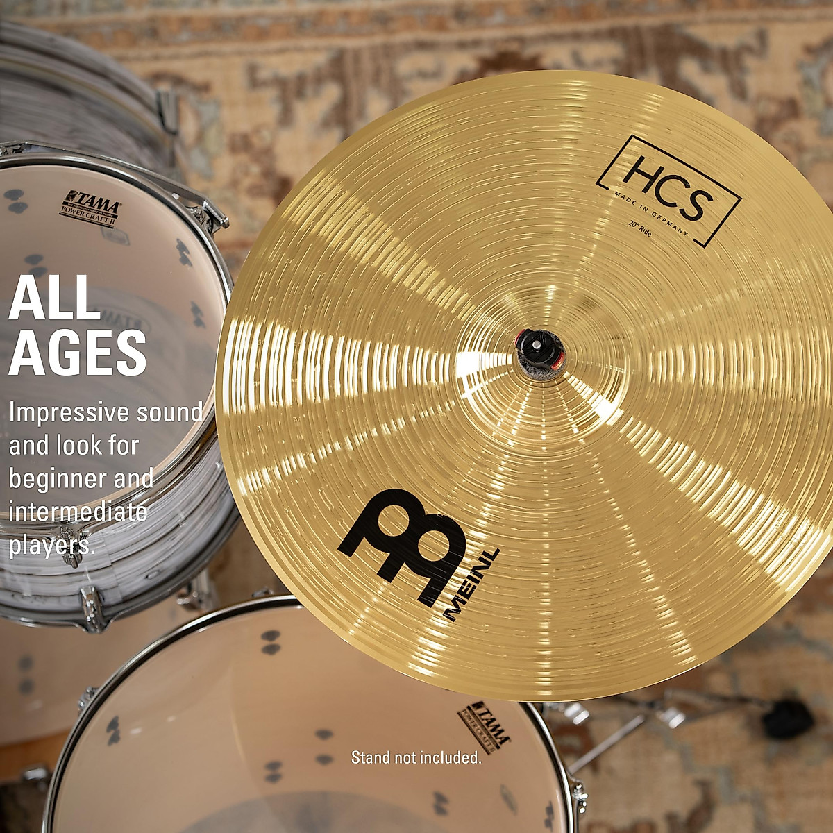 Meinl 20" Ride Cymbal - HCS Traditional Finish Brass for Drum Set, Made in Germany, 2-YEAR WARRANTY (HCS20R)
