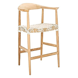 Safavieh Home Collection Bandelier Natural Teak and White Leather Counter Stool