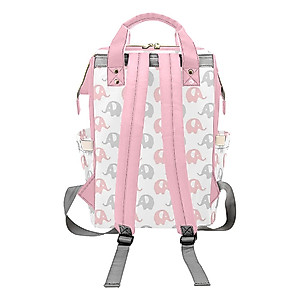 Pink Gray White Elephants Diaper Bags Backpack Personalized Baby Bag Nursing Nappy Bag Travel Tote Bag Gifts
