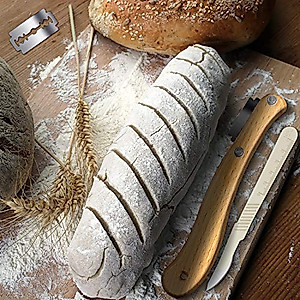Bread Lame Knife with 10 Pieces Replaceable Blades Wooden Handle Lame Slashing Tool and 2 Pieces Dough Scoring Knife with Plastic Protective Cover for Making Bread Tool