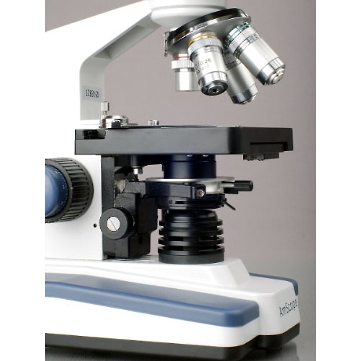 AmScope T120A Professional Siedentopf Trinocular Compound Microscope, 40X-1600X Magnification, WF10x and WF16x Eyepieces, Brightfield, LED Illumination, Abbe Condenser with Iris Diaphragm, Double-Layer Mechanical Stage, 100-240VAC