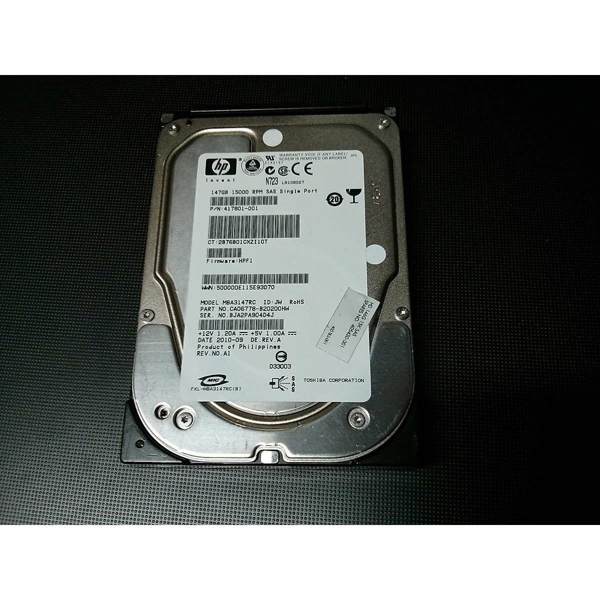 HP Invent 146GB 15K SAS Hard Drive 417801-001