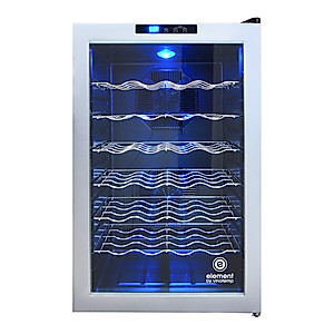 Vinotemp EL-28SILC 28 Bottle Cooler Refrigerator, Freestanding Wine Fridge with Touch Screen Adjustable Temperature Control, Dual-Paned Glass Door and Safety Lock, Metallic