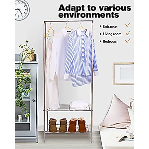 susunnus Small Clothes Rack with Shelves Stainless Steel Narrow Garment Rack for Hanging Clothes Hanger Rack Small Clothing Rack for Bedroom,Entrance Hall, Minimalist H 65.35in