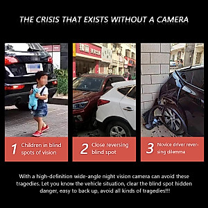 Kewucn Car Backup Camera, Wide-Angle Night Vision Reversing Parking Camera with 7 Infrared LED, IP68 Waterproof License Plate Backup Camera, Universal Rear View Cam for Most Vehicle