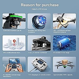 RKSTD 2.7K Camera GPS RC Drone For Adults, Foldable RC Quadcopter, Auto Return, Follow Me, Brushless Motor, Circle Flight, Waypoint Flight, Altitude Hold, Headless Mode