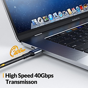iDsonix for Thunderbolt 4 Cable [USB-IF Certification] Right Angle 90 Degree with 40Gbps Data Transfer, 8K@60Hz/ Dual 4K Displays,PD 100W Charging for MacBooks, iPad Pro, Mac Mini, SSD etc
