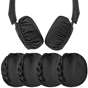 Geekria 2 Pairs Flex Fabric Headphones Ear Covers, Washable & Stretchable Sanitary Earcup Protectors for On-Ear Headset Ear Pads, Sweat Cover for Warm & Comfort (S/Black)