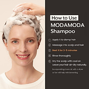 MODA Pro-Change Black Shampoo | Korean Hair Darkening, Volumizing & Anti-Hair Fall Shampoo | Paraben & Sulfate Free, Natural Formula for Thicker, Fuller Hair (10.5 oz)