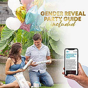 Gender Reveal Confetti Cannon - 4 Pack Butterfly Confetti Poppers | Gender Reveal Ideas | Gender Reveal Powder Cannon Blue, Color Reveal | Gender Reveal Powder Sticks, Blue Confetti | Gender Reveal Party Supplies | Gender Reveal Poppers | Poppers Confetti