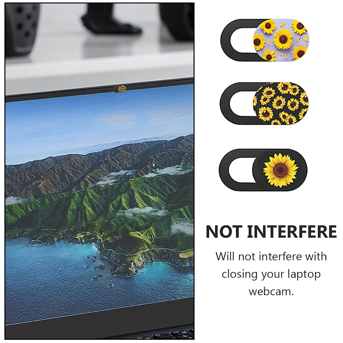 SOLUSTRE 12 pcs Camera Cover Privacy Webcam Cover Slide Tablet Camera lid Camera for Computer Webcam Slider Cartoon Webcam Cover Smartphone Lens Cover Webcam lid Sunflower abs Desktop