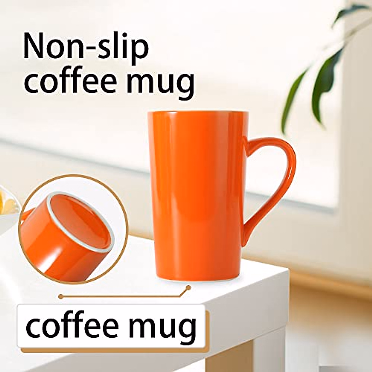 HAPPY KIT Tall coffee mug, Anti-Skid Bottom Large coffee Mugs with Set of 6,18 Ounce Ceramic Mugs for Coffee, Tea, Cocoa,coffee cups ceramic,tea cup