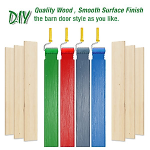 HomLxclx 42in x 84in Barn Door with 8ft Sliding Barn Door Hardware Kit & 12inch Handles & Floor Guide, DIY Unfinished Solid Wood Barn Door Slab, Natural Pine Wood, Pre-Drilled for Install, K-Frame