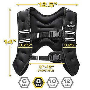 Philosophy Gym Weighted Workout Vest 8 LB, Strength Training Fitness Body Weight Vest