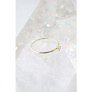 Honeycat Rose Quartz Crystal Point Ring in 18k Gold Plate | Minimalist, Delicate Jewelry (Gold 5)