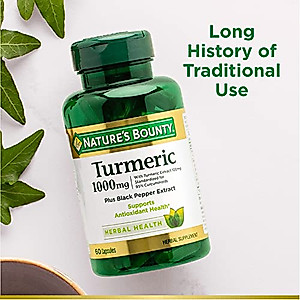 Nature’s Bounty Turmeric With Black Pepper Extract, Supports Antioxidant Health, 1000mg, 60 Capsules