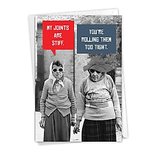 NobleWorks - Funny Happy Birthday Greeting Card - Humor for Women, with 5x7 Envelope - Stiff Joints C5680BDG