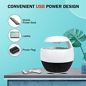 Hodiax Nap n Trap! Mini Indoor Mosquito Killer, Insects and Fly Trap with USB Power Cord, Desktop Small Non Zapper for Pest Control with LED Night Light (2 Pack)