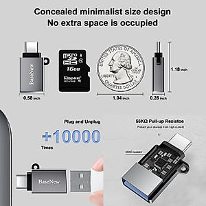 BaseNew USB C to USB Adapter 6 Pack,USBC to USB Adapter,USB A to USB C Adapter,USB to USBC Adapter,USB-C to USB Adapter,C to USB Adapter for MacBook Pro/Air,iPad Pro and More(Grey)