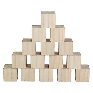 2 Inch Wood Cubes for Crafts - Set of 15 - Large Lightweight Wooden Blocks with Sanded Smooth Surface for Photo Blocks, Crafts, Art Supplies, Puzzle Projects and More - Great Toys for Kids