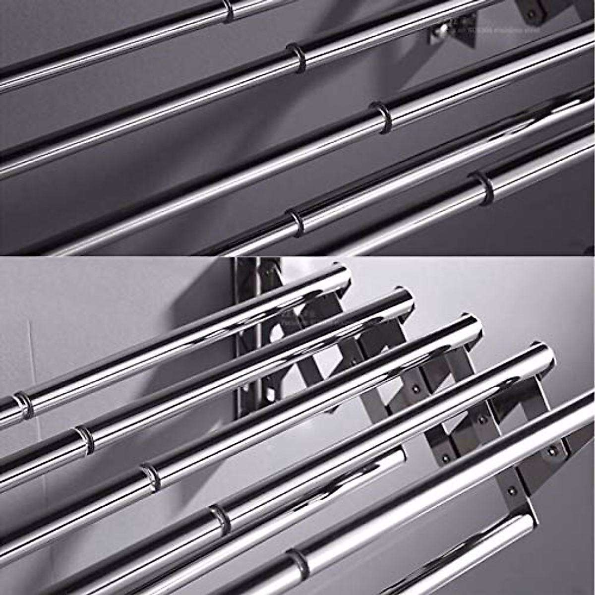 YAWEDA Rust-Proof and Space-Saving Indoor and Outdoor Hangers Stainless Steel Durable Wall Mount Clothes Double Pole Drying Rack for Bathroom Kitchen Hotel (Size : 50-77cm)