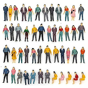 50pcs Building Model Trains Layout 1:50 Painted Figures O Scale Sitting and Standing People Assorted Pose