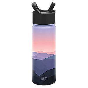 Simple Modern Kids Water Bottle with Straw Lid Vacuum Insulated Stainless Steel Metal Thermos Bottles | Reusable Leak Proof BPA-Free Flask for School | Summit Collection | 18oz, Alpenglow