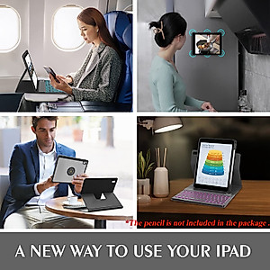 Keyboard Case for iPad 9th/8th/7th Generation 10.2 inch,360° Rotatable Magnetic iPad Pro 10.5-inch Air 3 Case with Keyboard Pencil Holder,7 Color Backlit Bluetooth Keyboard (Black)