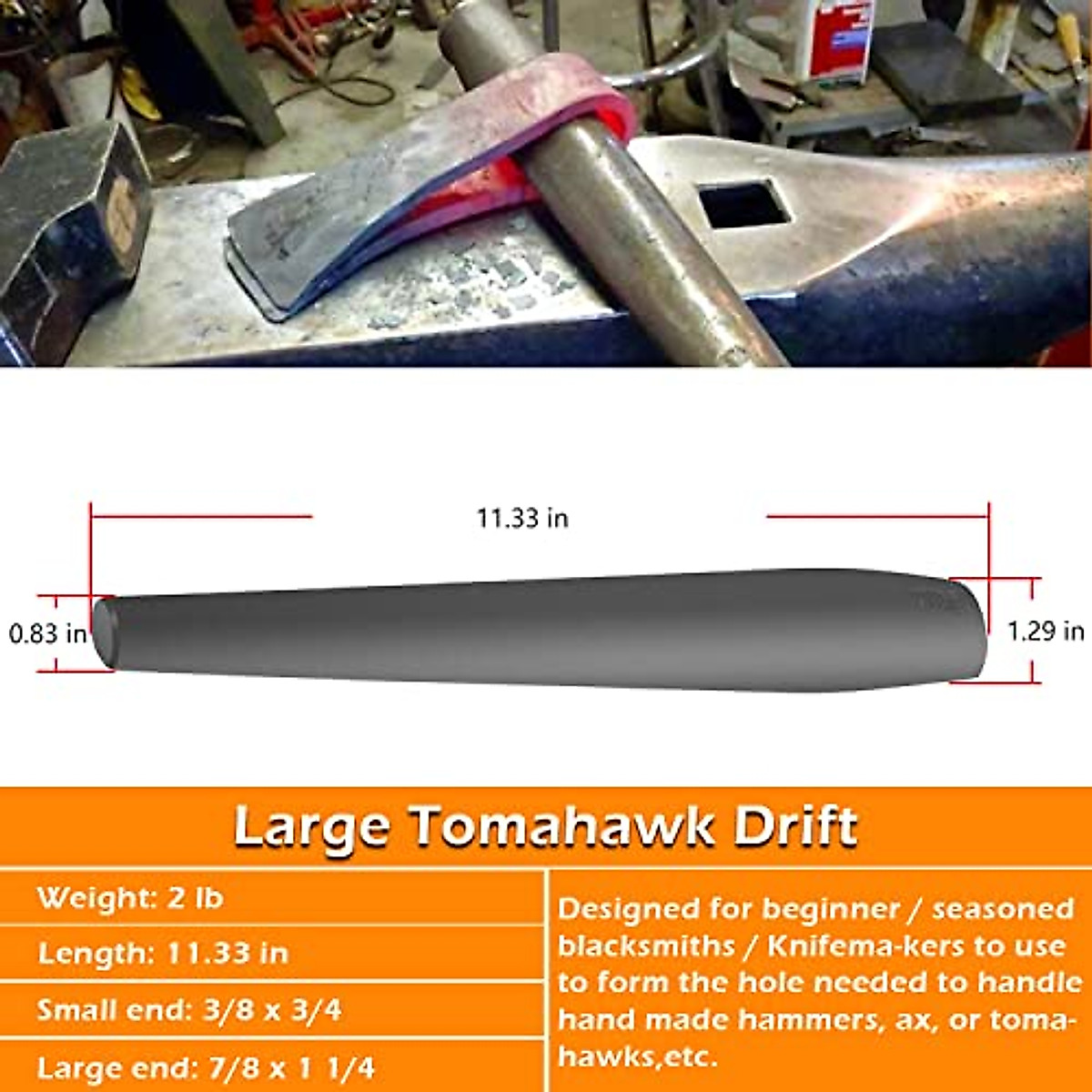 Blacksmith Drift Kit Blacksmith Hammer Eye Drift Tool Set Includes Knifemakers Tomahawk, Large Hammer and Mouse Axe Drift, Blacksmith Forging Tools, 3PCS