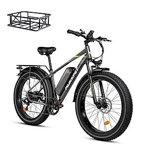 Mukkpet Suburban 750W Electric Bike for Adults 26'' * 4.0 All Terrain Tire Electric Mountain Bikes 48V 15AH BMS Removable Lithium Battery Electric Bicycle Shimano 7-Speed Electric Bike, Standard…