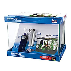 PENN-PLAX Water-World Radius Desktop Nano Aquarium Kit – Includes LED Light, Internal Filter, and Mat – Perfect for Shrimp and Small Fish – 7.5 Gallon Tank