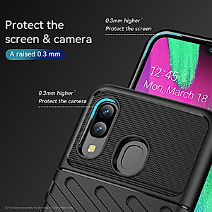 GTBDEKI Phone Case for Galaxy A40 Case, Samsung A40 SM-A405F Case with Screen Protector, Carbon Fiber Anti-Scratch Shockproof Flexible Rubber Silicone TPU Back Cover Cases for Samsung Galaxy A40 Black