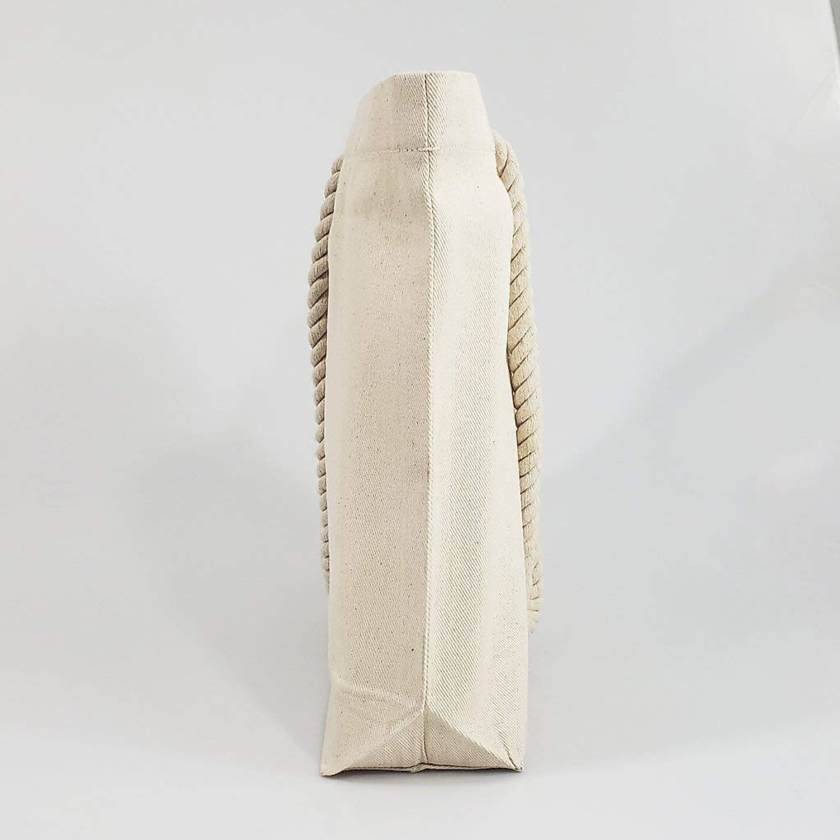 6 Pack Rope Handle Tote Bags Large Tote Bag with Rope Handles Sturdy Canvas Reusable Grocery Shopping Bags Tote Bag Beach Bag (Medium (17"W x 13"H x 4"D))